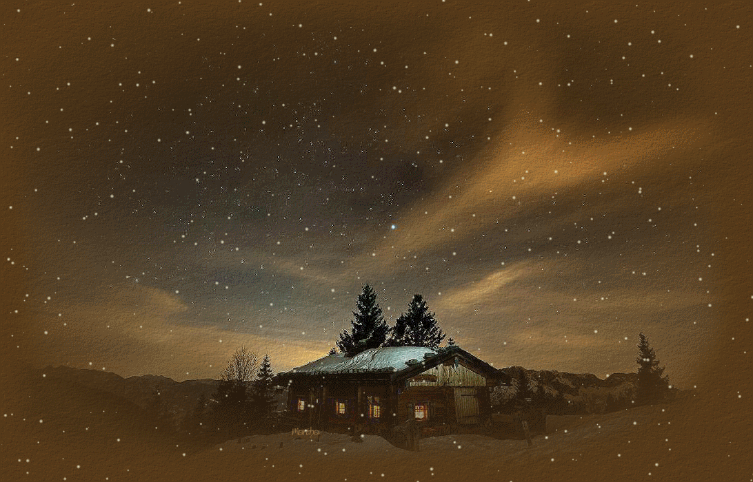 Snow covered cottage in the mountains - Gif Abyss