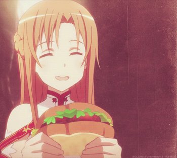 Asuna Yuuki Enjoys a Meal - Sword Art Online GIF