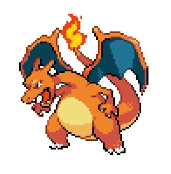 Pixelated Charizard Blaze – Animated Pokémon from Black & White RPG