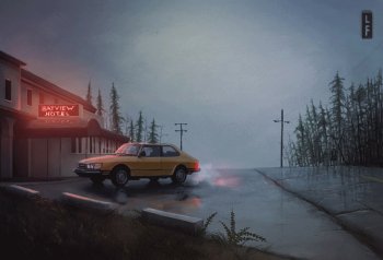 Download Man Made Building Car Motel Rain Gif - Gif Abyss