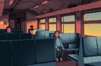 Pixel Railcar: Sunset Commute (Animated GIF)