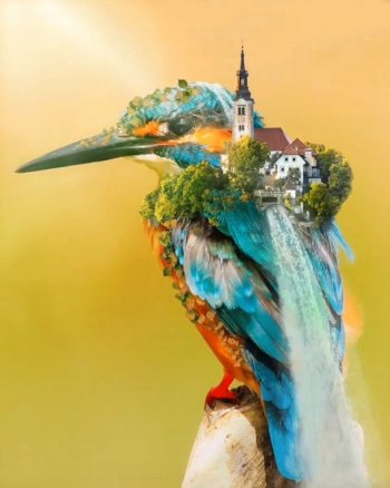 Animated Fantasy Kingfisher: The Floating Village - Gif Abyss