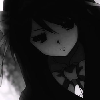 Anime girl gif Black White edit blinking by ANGEL176