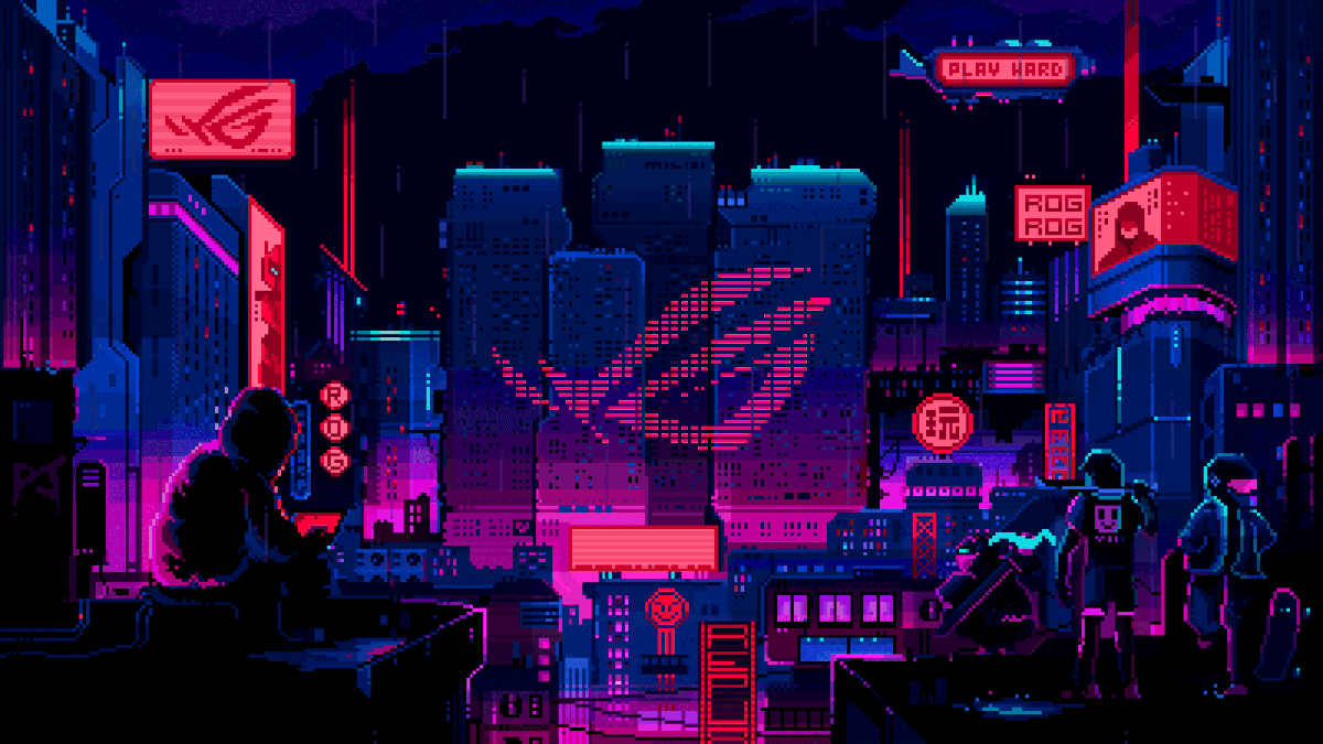 Download Neon City 16-bit Cool Gif