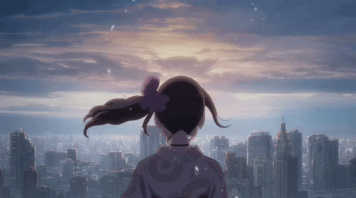 Sunset Dreams: An Anime Girl's Journey in Animated Gif