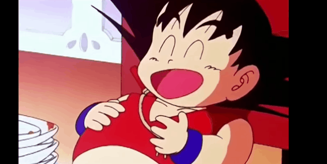 Goku and Bulma in Animated Fun: A Joyful Dragon Ball Moment