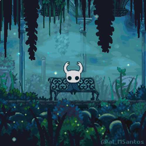 Moonlit Bench — Cute Hollow Knight GIF