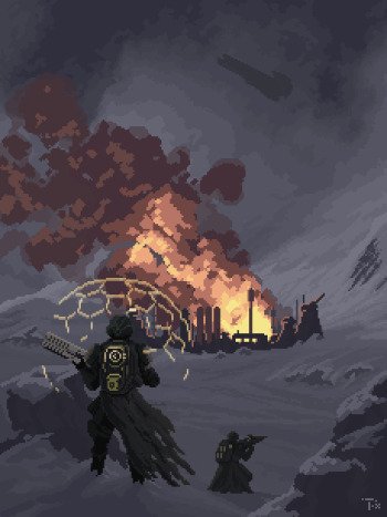 Helldivers 2 Pixel Art Animated GIF - Epic Gaming Scene