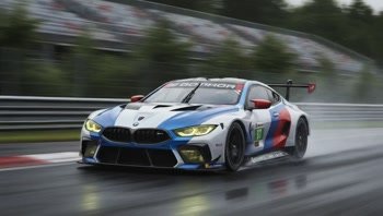 BMW M8 GT3: Rain-Soaked Track Clip by QuantumCurator - Gif Abyss