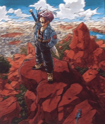 Dragon Ball Z Hero Stands on Majestic Mountain Peak – Epic Anime Landscape