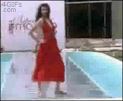 Elegant Model in Red Dress - Animated GIF