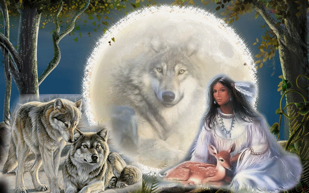 Download Native American Glitter Animal Wolf Gif