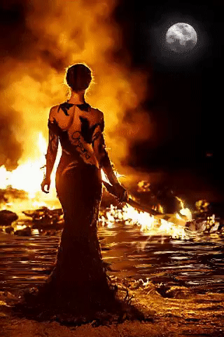 Download Fire Fantasy Woman Warrior Gif